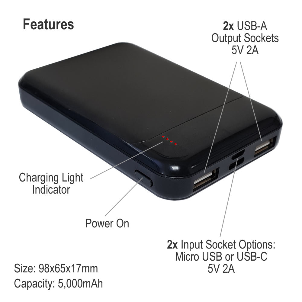 COSVOX Power Bank 5000mAh with two USB-A output sockets – Talking ...